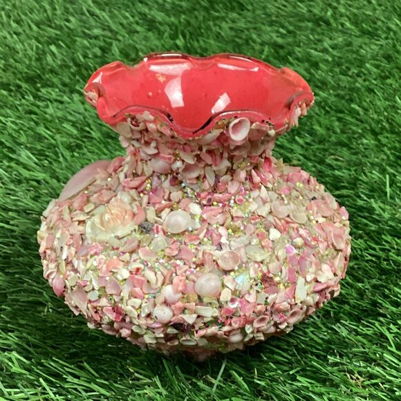 Vintage | Accents | Vintage Crushed Sea Shell Pink Vase | Poshmark